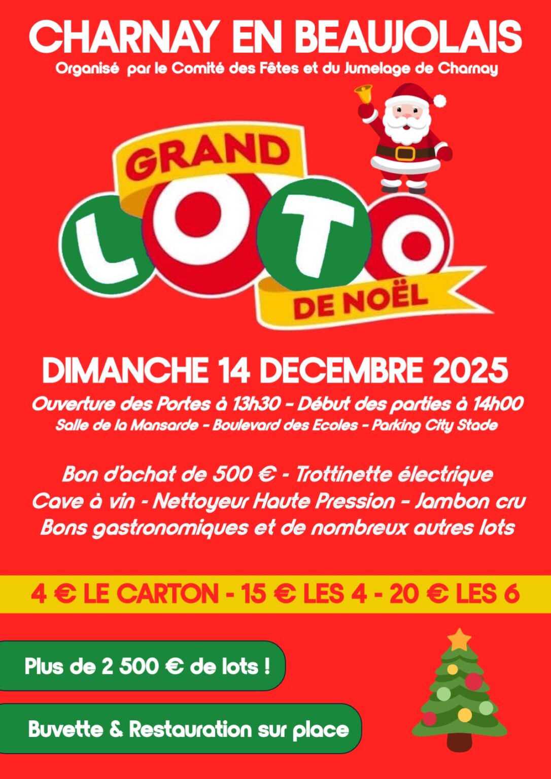 Affiche Loto de Noël 2025 - Mairie de Charnay En Beaujolais